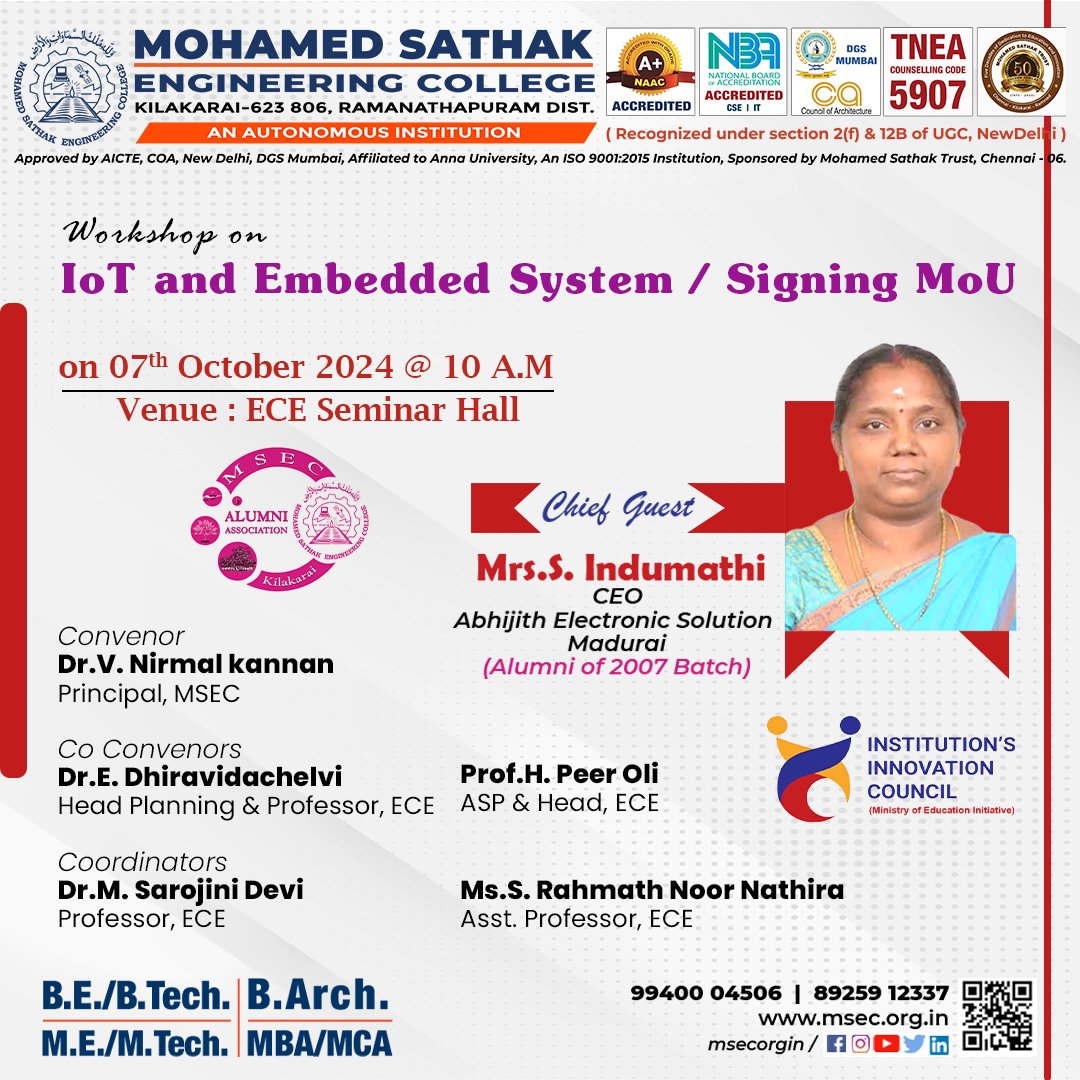 Mohamed Sathak Engineering College | MSEC (An Autonomous Institutions)