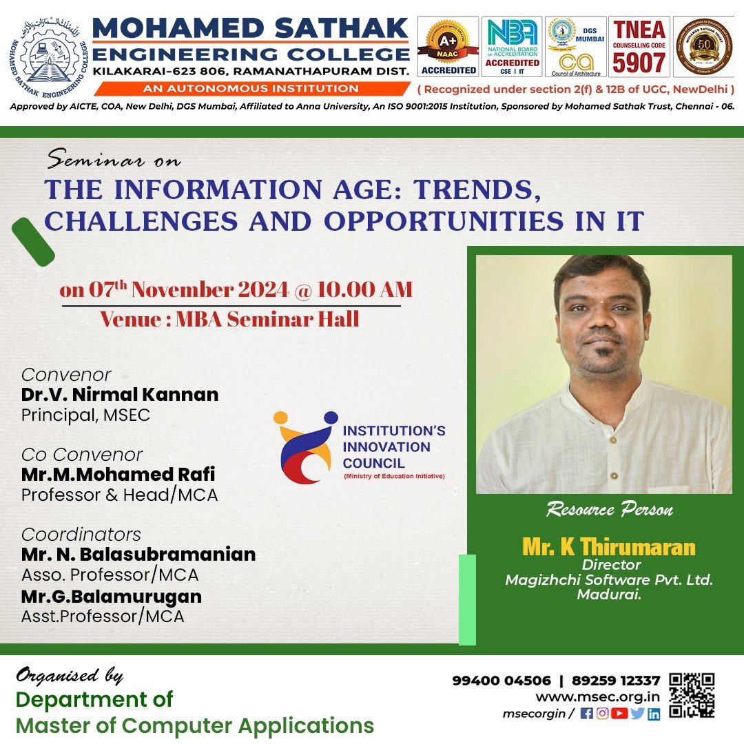 Mohamed Sathak Engineering College | MSEC (An Autonomous Institutions)