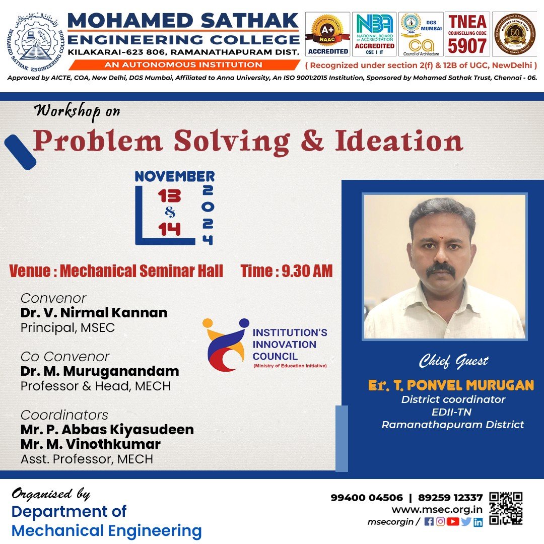 Mohamed Sathak Engineering College | MSEC (An Autonomous Institutions)